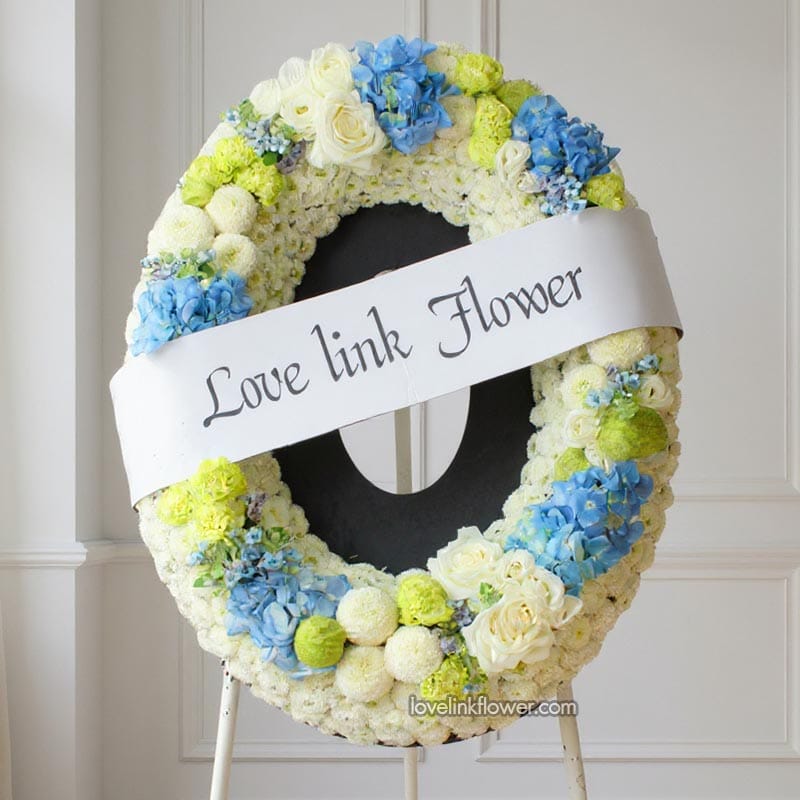 พวงหรีดสวยๆสีฟ้า W 144 ญาณัฐพร - Love Link Flower